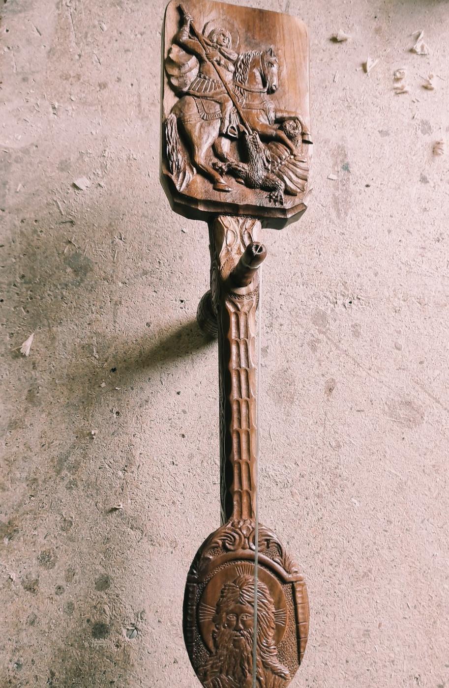 Gusle with icons (St. George, St. John) made from plum wood | Gusle.me ...